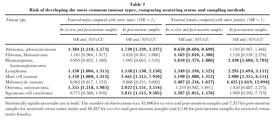 Evidence Update: Neutering and Cancer Risk in Dogs